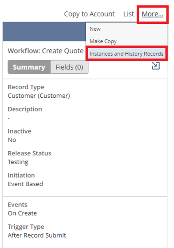 Workflow Instance and History Record Management