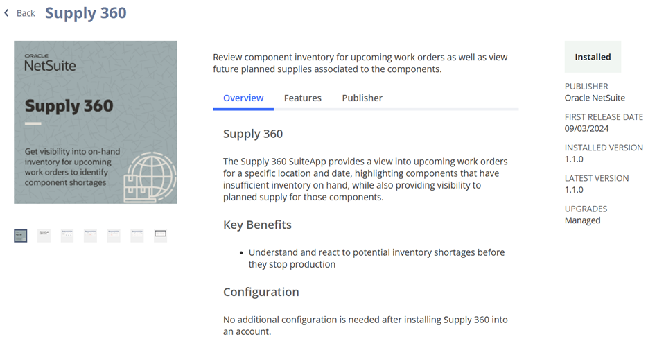 SuiteApp Overview Supply 360