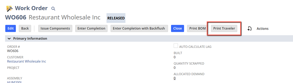 SuiteApp Overview: Work Instructions and Traveler