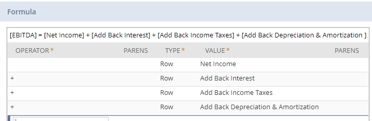 Create an EBITDA Income Statement Layout
