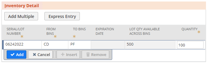 Creating Bin Transfers