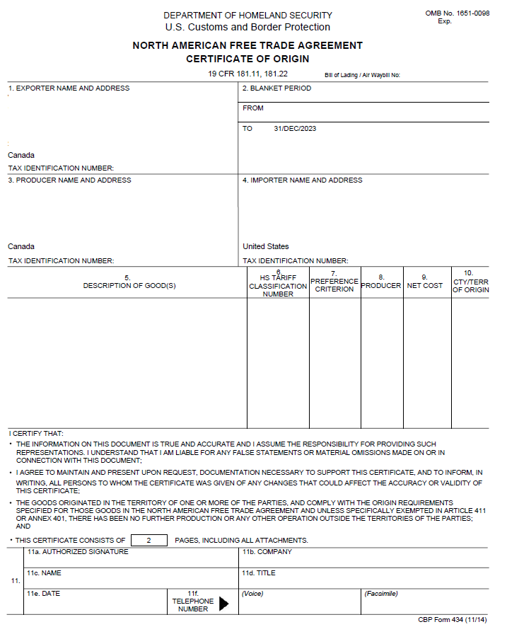 International Shipping Forms