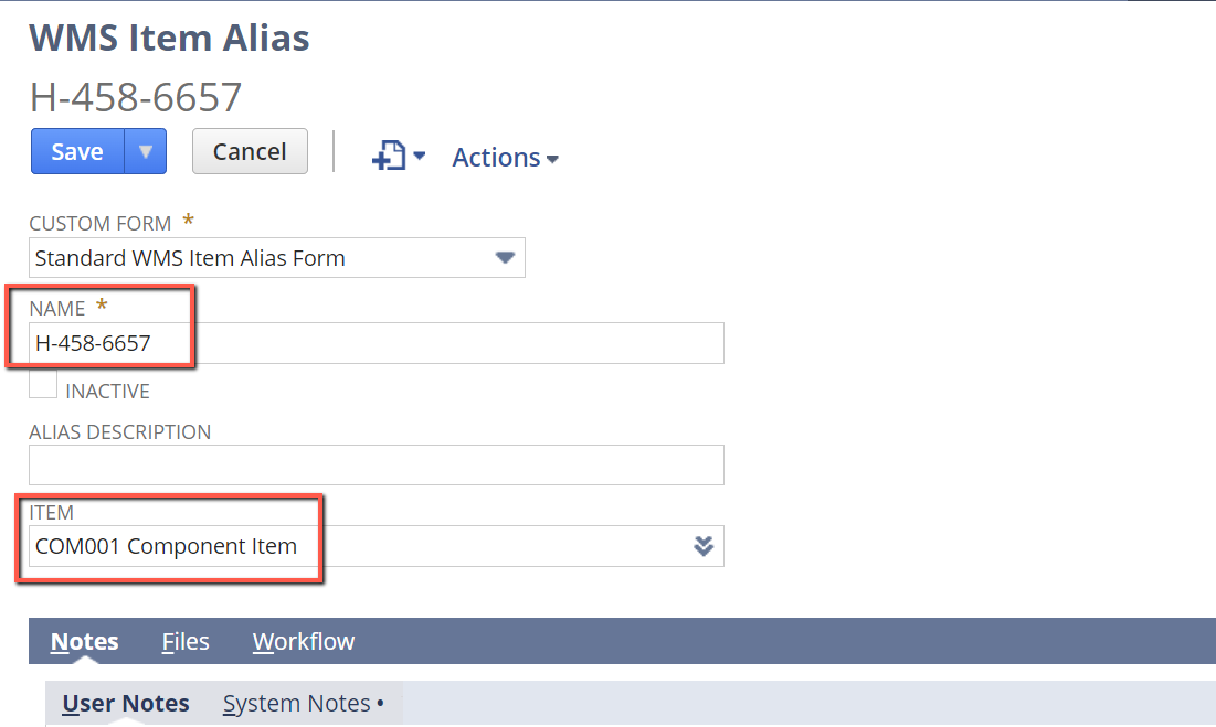 NetSuite WMS – Item Aliases