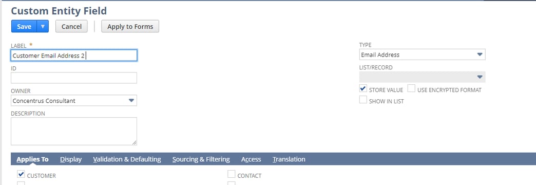 Custom Fields on Forms