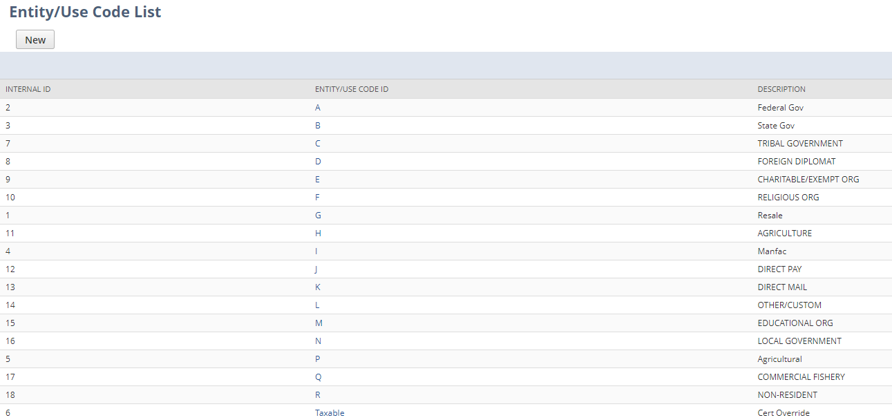 Entity/Use Code in Customer Record & Transactions in Netsuite