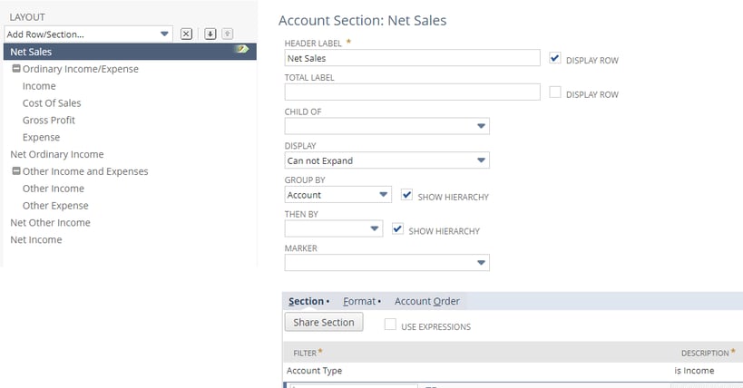 Create a New Income Statement Layout