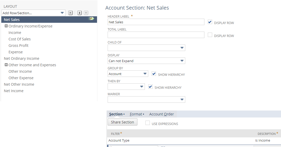 Create a New Income Statement Layout