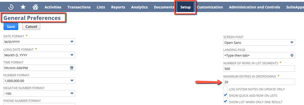 NetSuite Drop Down Vs List